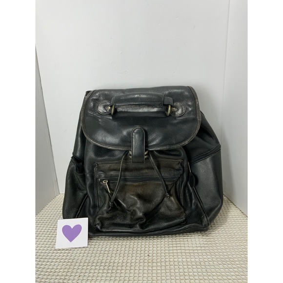 Frye | Bags | Vintage Frye Classic Genuine Leather Backpack Black ...